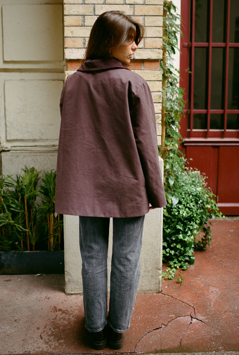 Veste trapèze prune en coton bio - Vestiaire Responsable - Nénés Paris