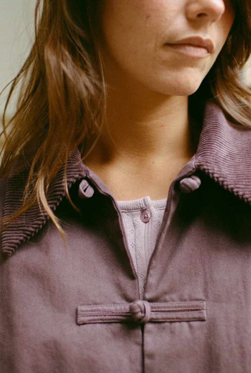 Veste trapèze prune en coton bio - Vestiaire Responsable - Nénés Paris